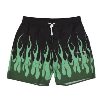 Vision Of Super Flames Badehose Schwarz/Gr&uuml;n - - Swimwear - Herren - Mehrfarbig - XL