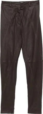 Frankie Shop Pantalon en cuir stretch &agrave; empi&egrave;cements Dune - Femme - Pantalons - Brun - Taille: 38 FR
