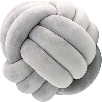 Generic Knotenkissen, Geknotetes Kissen, Weiches Plüsch Knoten Kugelkissen Hand Geflochten Knoten Pillow Ball Zierkissen für Sofa, Bett, Dekorativ (Grau, 20cm