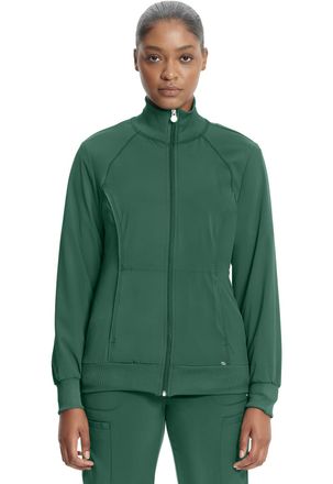 Infinity Damen Aufwärmjacke mit Reißverschluss vorne Medizinischer Schlupfkasack, Jäger-Grün, Medium