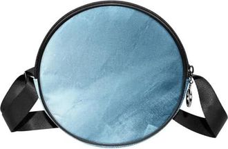 Generic Sac &agrave; bandouli&egrave;re Circle pour femme, texture bleue, petit sac &agrave; bandouli&egrave;re avec fermeture &eacute;clair, bretelles r&eacute;glables, sac &agrave; main rond d&eacute;contract&eacute; po