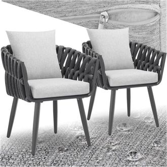 TecTake Tectake - Lot de 2 chaises de jardin avec cadre en aluminium design façon cordage