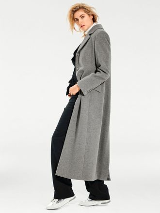 Heine Wollmantel HEINE, Damen, Gr. 34, grau (grau, melange), 80% Wolle, 20% Polyamid, unifarben, unifarben mit Farbeinsatz, unifarben mit Farbeinsätzen, Män