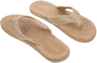 FOMIYES Pantoufles Tress&eacute;es en Imitation Paille Beige Sandales de Plage Plates Taille 38 Chaussures L&eacute;g&egrave;res pour Bord de Mer et &Eacute;t&eacute;