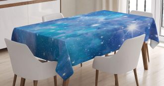 Abakuhaus Platz Tischdecke, Planet Sternhaufen, Für den Inn und Outdoor Bereich geeignet Waschbar Druck Klar Kein Verblassen, 140 x 200 cm, Blau