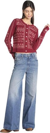 Sea NY Femme, Pulls, Rouge, Taille: 38 FR Cardigan Brod&eacute; Point de Croix