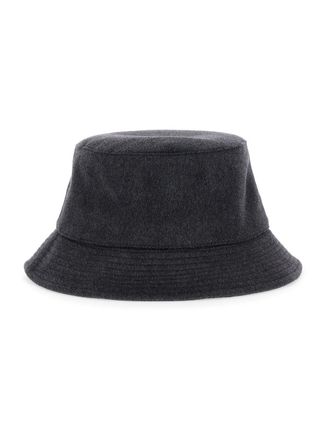 Jacquemus Mens Grey Bucket Hat With Logo Embroidery Virgin Wool