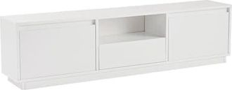 Dmora TV-Schrank Lovere 160x29,5x42h cm Wei&szlig;, 1 Regal, 3 T&uuml;ren