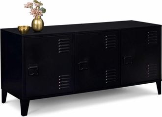 IDMarket Sideboard mit 3 Türen Ester aus Holz und Metall, Schwarz