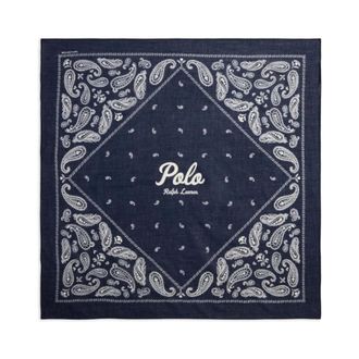 Polo Ralph Lauren Femme, Accessoires, Bleu, Taille: ONE Size Foulard en coton &agrave; motif cachemire