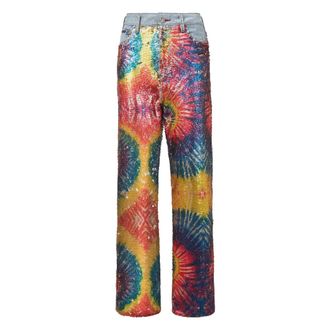 Philipp Plein Denim Super Loose Fit Paillettes Tie Dye - - Trousers - Damen - Mehrfarbig - W26