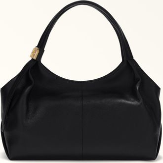 Furla Planeta Schultertasche L Nero Schwarz Genarbtes Keria Kalbsleder Damen