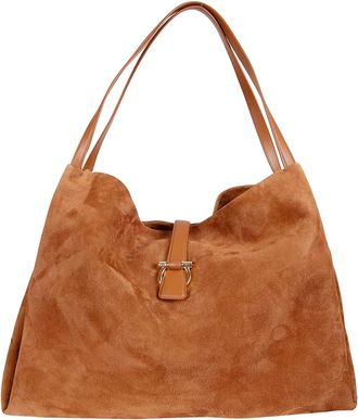 Ferragamo Femme, Sacs, Brun, Taille: ONE Size Suede Tote