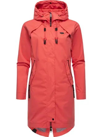 Ragwear Langer wasserdichter Oversized Damen Übergangsmantel Parka mit Kapuze Rejany YOUMODO Raspberry Gr. XL