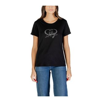Liu Jo Schwarzes Bedrucktes Rundhals-T-Shirt - - Tops - Damen - Schwarzk - XS