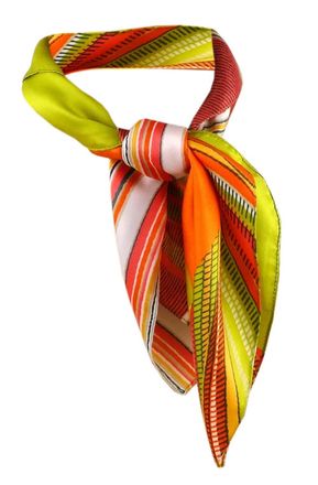 TigerTie Nickituch Satin orange gr&uuml;n t&uuml;rkis schwarz weiss beige gemustert -Gr&ouml;&szlig;e 50x50 cm