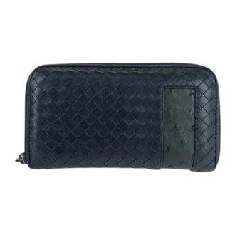 Bottega Veneta Portefeuille long en cuir dautruche Intrecciato Pre-owned - Homme - Pre-owned - Noir - Taille: ONE Size