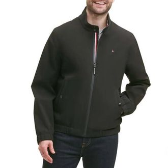 Tommy Hilfiger Blouson bomber &agrave; col montant r&eacute;sistant &agrave; leau et au vent pour homme, noir, Medium