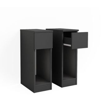 Vicco Nachttisch Enton, Schwarz, 20 x 59.5 cm 2er Set