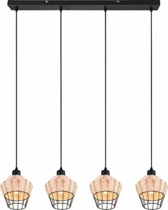 Reality Reality Leuchten Pendelleuchte Borka schwarz-natur 95 x 17,5 cm E27 40 W Pendelleuchten