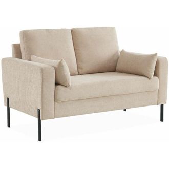 Sweeek 2-Sitzer-Sofa, mit Cordbezug und Metallf&uuml;&szlig;en, Cord, Beige