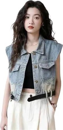 Generic Gilet en jean pour femme - Style cor&eacute;en d&eacute;contract&eacute;, 10, XS