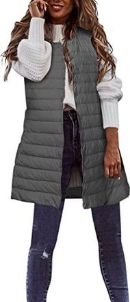 Generic Vestes dhiver longues pour femmes 2026 manteau fin et l&eacute;ger en duvet d&eacute;contract&eacute; mince et matelass&eacute; veste dext&eacute;rieur avec poches, gris, XS