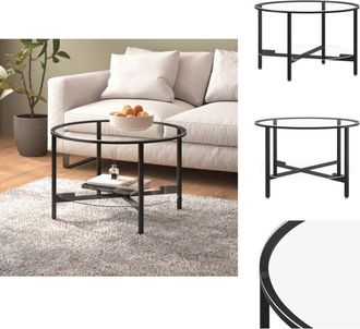 vidaXL Beistelltisch Schwarz und Transparent 70 cm Hartglas - Couchtisch - Beistelltisch - Wohnzimmerm&ouml;bel - Moderner Tisch - Glastisch