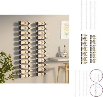 vidaXL Vidaxl - Weinregale - Living Wand-Weinregal für 12 Flaschen 2 Stk. Weiß Eisen - Weiß