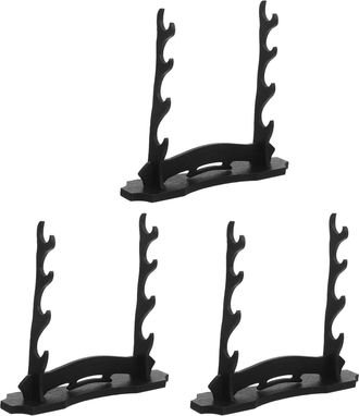 Cabilock 3-teiliger 4-stufiger Mini-Schwertständer, 12 cm, hölzerner Schwertständer, Kunstwerk-Stab-Präsentationsständer, japanischer Katana-Sammlungshalter fü