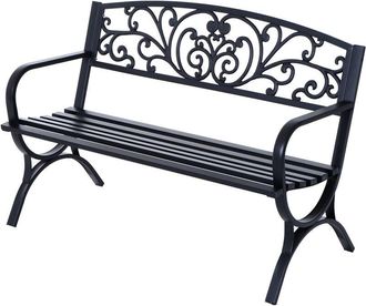 OUTSUNNY Banc de jardin 3 places dim. 127 x 60 x 85 cm max 250 Kg acier fonte noir
