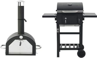 vidaXL Vidaxl - Four à pizza et barbecue d extérieur 3 en 1 Noir