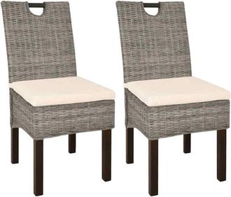 vidaXL Esszimmerstuhl 2 Stk. Kubu-Rattan Mangoholz - Vidaxl