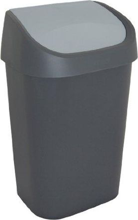 Allibert 214967 Mistral Abfalleimer mit Schwingdeckel, Polypropylen, 32,5 x 25,3 x 51,7 cm, Anthrazit/Grau