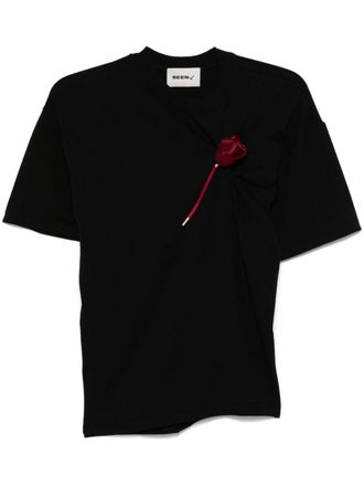 Seen Users t-shirt asym&eacute;trique &agrave; pinces fleur - Noir