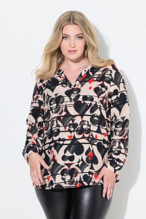 Miamoda Longbluse Tunika Regular Fit Spielkarten-Muster