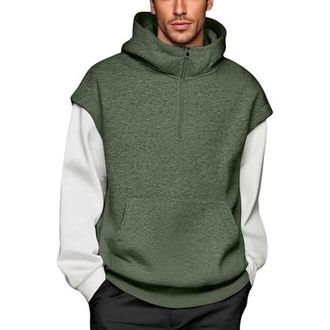 Generic Sweat &agrave; capuche surdimensionn&eacute; deux pi&egrave;ces avec fermeture &eacute;clair pour homme - Sweat &agrave; capuche &agrave; manches longues avec poche - Couleurs contrast&eacute;es - V&ecirc;