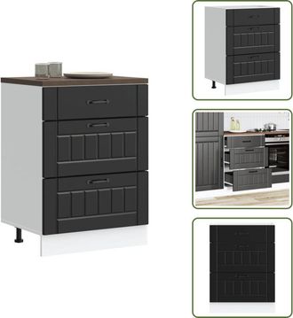 vidaXL The Living Store K&uuml;chenunterschrank Lucca Schwarz Holzwerkstoff - Holzwerkstoff