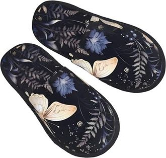 Generic Herbes Papillons Boh&egrave;me Fleur Unisexe Chaussures De Maison Antid&eacute;rapantes Pantoufles Respirantes Chaussons Pour Int&eacute;rieur Ext&eacute;rieur Automne L