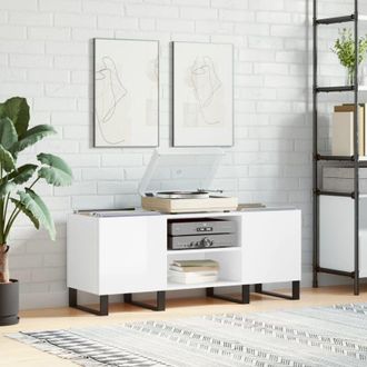 vidaXL Vidaxl - Armoire &agrave; disques blanc brillant 121x38x48 cm bois ding&eacute;nierie