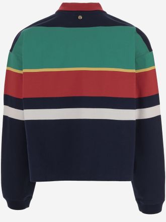 Versace Mens Polo Shirt Striped Cotton Multicolour Knitwear Sweater