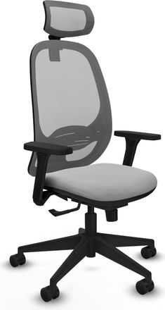 Piqueras y Crespo Cilanco Schreibtischstuhl mit 3D-Armen, h&ouml;henverstellbare Lendenwirbelst&uuml;tze und h&ouml;henverstellbares Kopfteil, Grau/Hellgrau