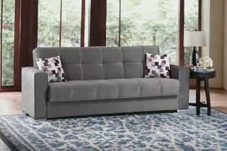 Dmora Schlafsofa 3-Sitzer Francisco 226x85 cm Grau Stauraum