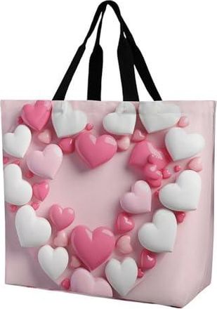 Generic Cadre En Forme De Coeur Sac Courses Pliable Tote Bag L&eacute;ger Sac A Main Femmes Pour Plage Universit&eacute; Travail