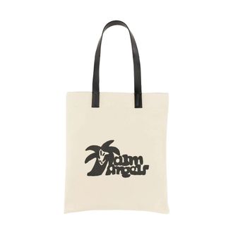 Palm Angels Baumwoll-Canvas-Tragetasche - - Bags - Herren - Wei&szlig; - ONE SIZE