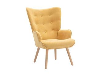 Vente-Unique Fauteuil en Tissu Jaune Moutarde VATELY