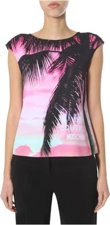 Moschino Femme, Tops, Multicolore, Taille: 34 FR Palm Tree Graphic T-Shirt