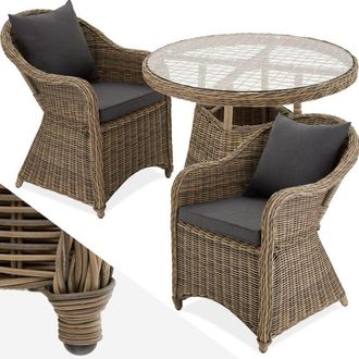 TecTake Salon de jardin R&eacute;sistant aux intemp&eacute;ries marron naturel