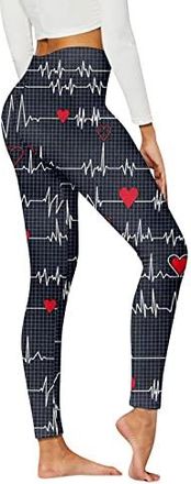 Generic Legging de sport d&eacute;contract&eacute; pour femme avec imprim&eacute; coeur pour la Saint-Valentin 2026, H, XXL
