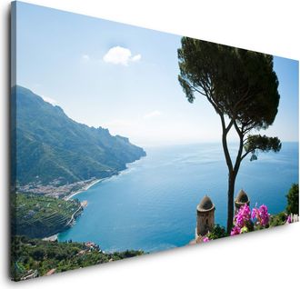 Paul Sinus Art italienische Küste 120x 60cm Panorama Leinwand Bild XXL Format Wandbilder Wohnzimmer Wohnung Deko Kunstdrucke